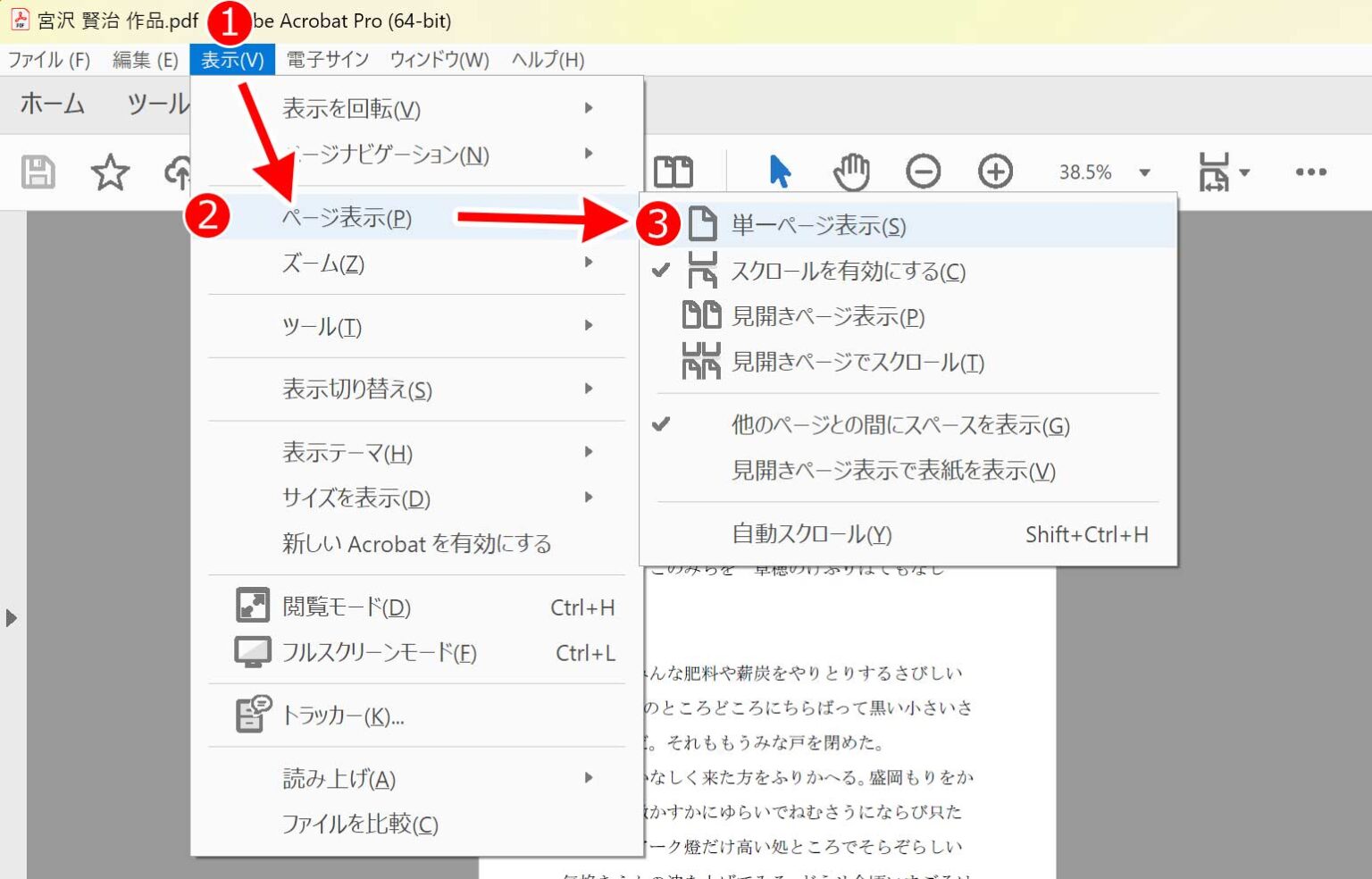 Acrobat/ReaderでPDFをスクロールせず、ページ単位で表示する方法 | Kichzu's