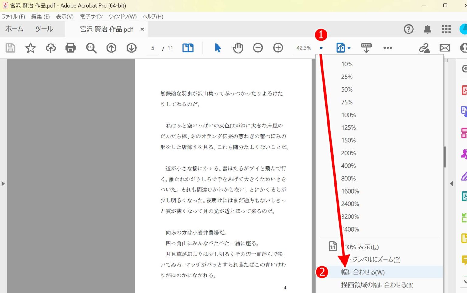 Acrobat/ReaderでPDFを横幅いっぱいに広げて表示する方法 | Kichzu's
